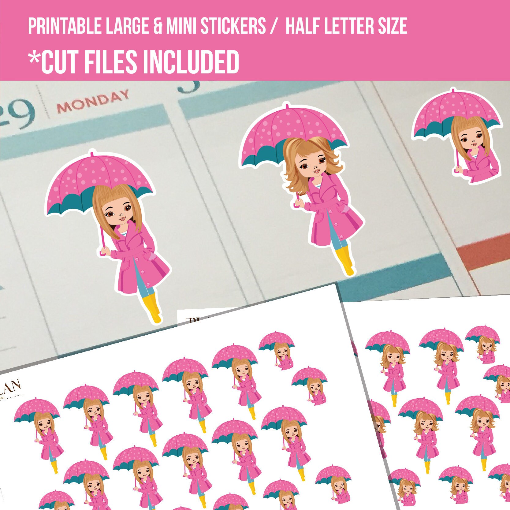 Girl Stickers Rainy Day Stickers Weather Remainder Chore - Etsy