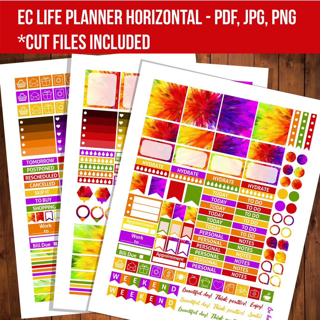 Rainbow Printable Stickers, Erin Condren Horizontal Planner Stickers ...