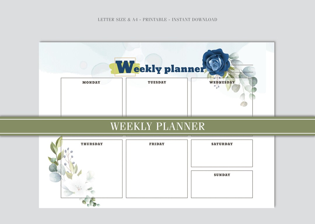 Weekly Planner, Weekly to Do List, Weekly Planner Printable A4, Letter ...