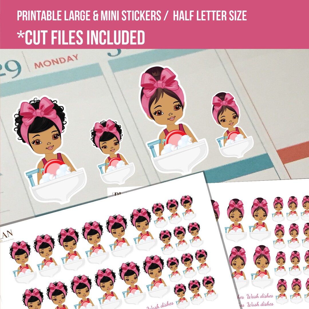 Clean Dishes Stickers African American Stickers Chores - Etsy