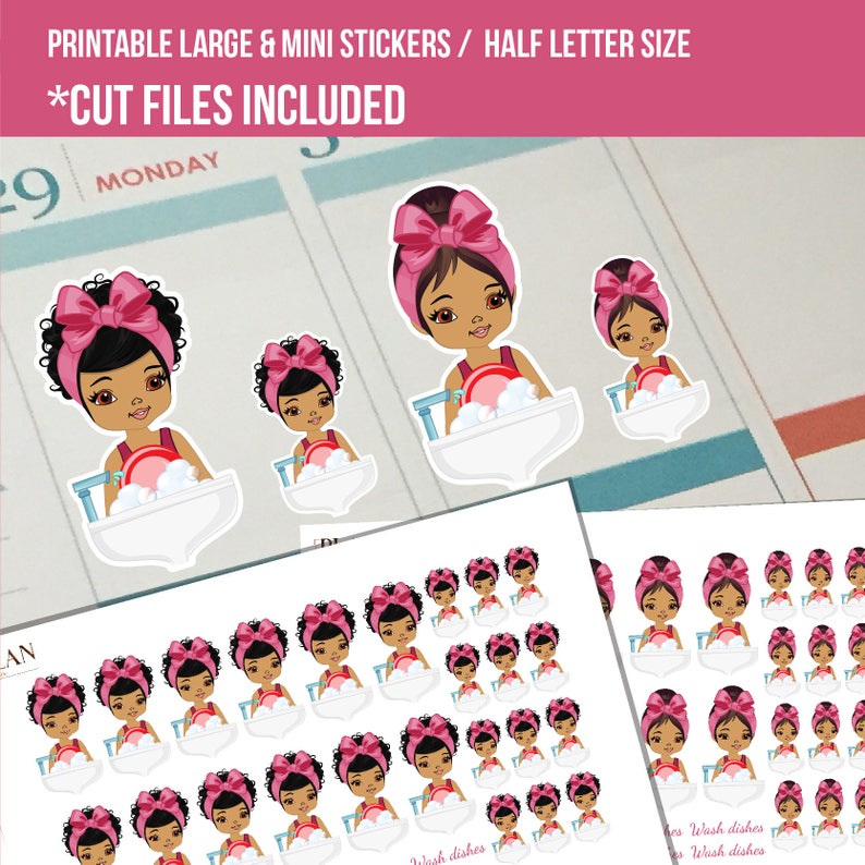 Clean Dishes Stickers African American Stickers Chores - Etsy