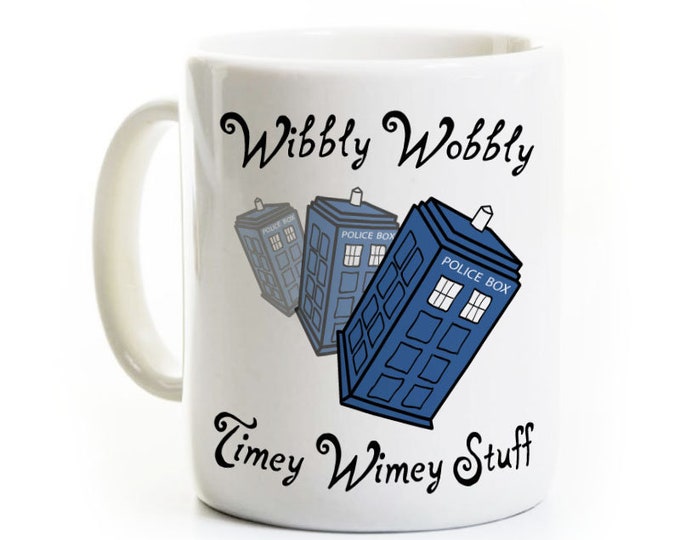 Who Dr Doctor Inspired Gift Mug, Wibbly Wobbly Timey Wimey Tardi Blue ...