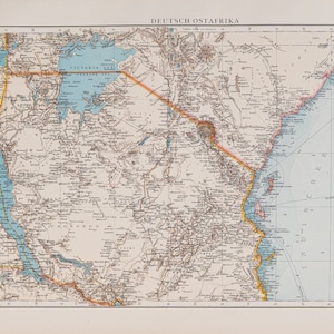 Map of Old East German Africa / Color Map / Original / German World ...