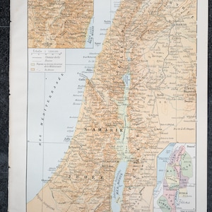 Map of Palestine From "le Noveau Larousse Illustré Edition " - Original ...