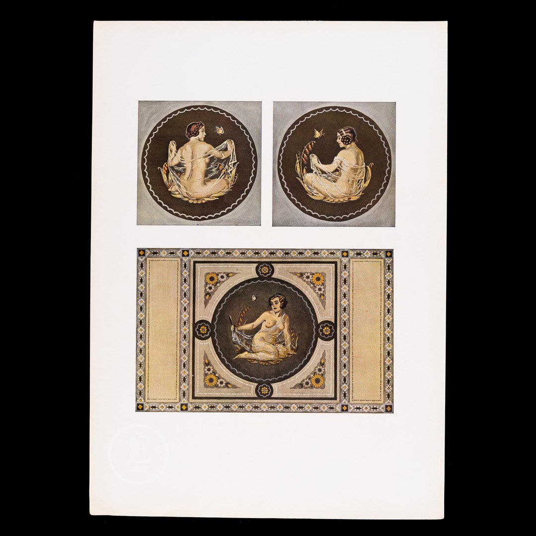 FEMALE FIGURES Offset Lithography 1913 Original Print From Dekorative ...