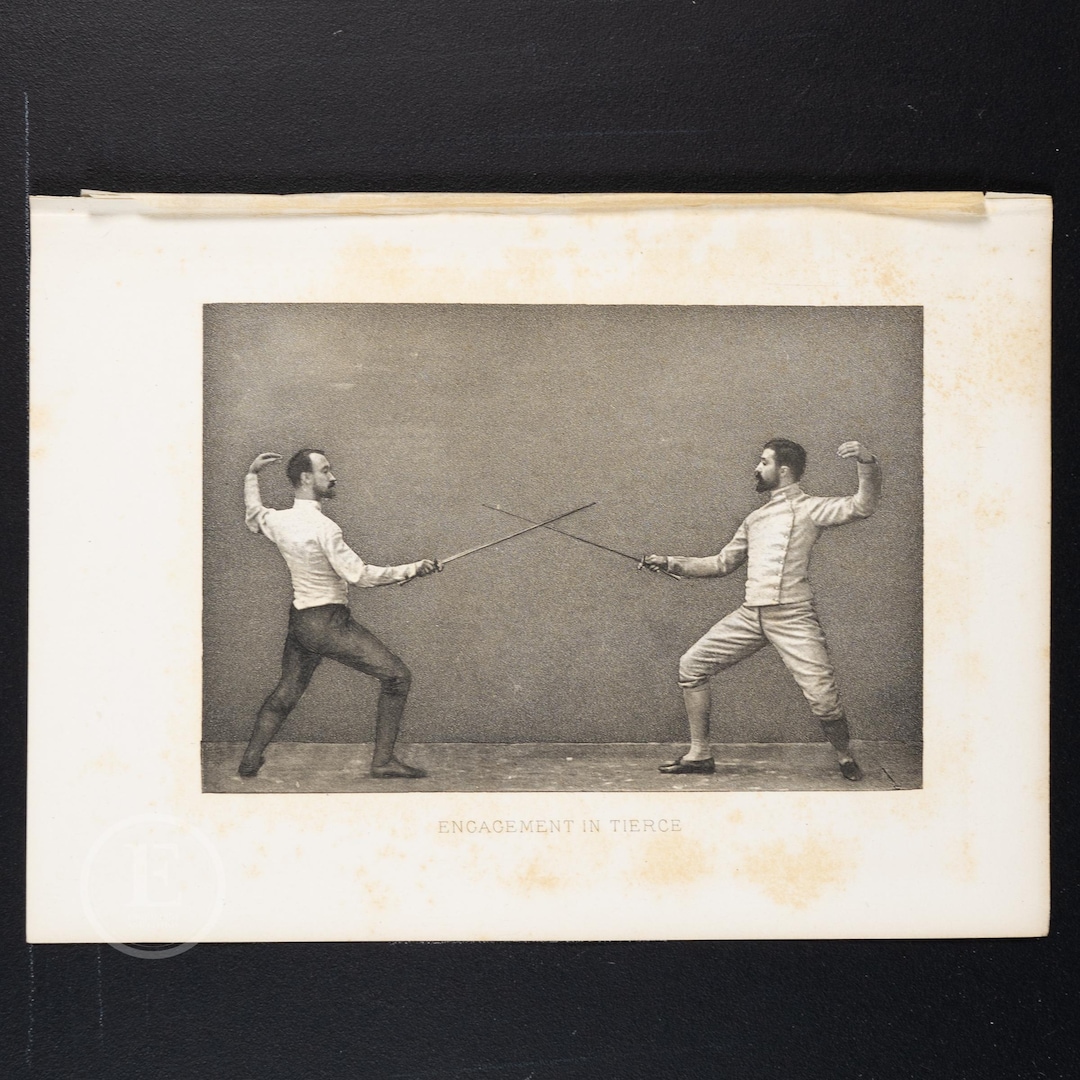 ENGAGEMENT in TIERCE - Fencing Antique Print Techniques - Old Print ...
