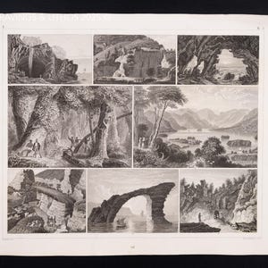 1849 NATURAL ROCKS ARCHES and Landscapes – Antique Engraving – Original ...