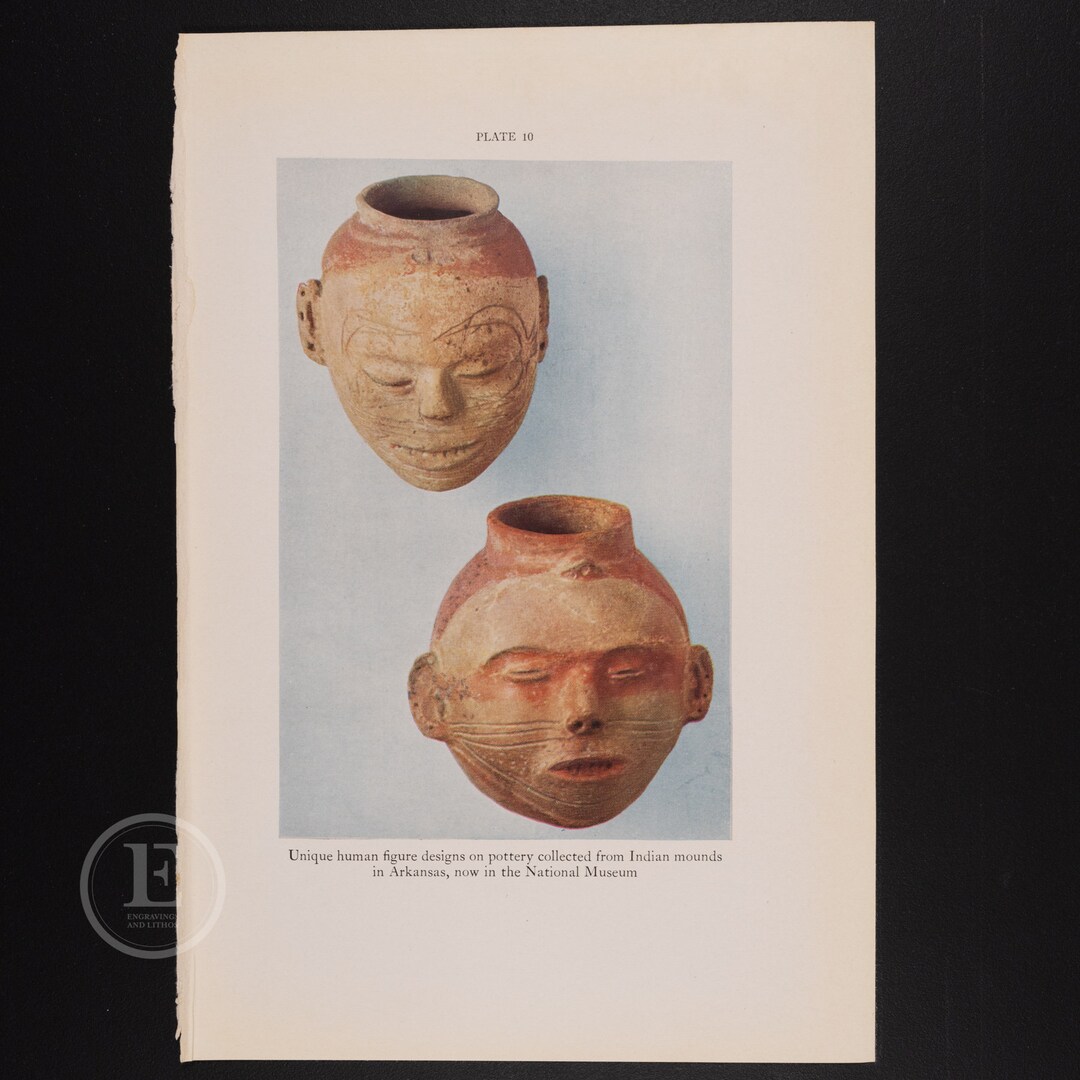 Unique Human Figure Designs on Pottery Collected From Indian Mounds in ...