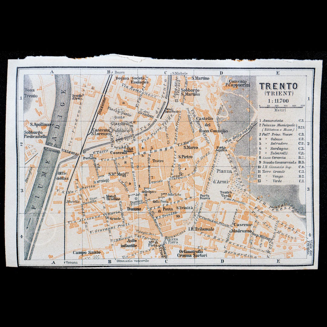 1893 Trento Map - Vintage Northern Italy Sudtirol Print - Etsy