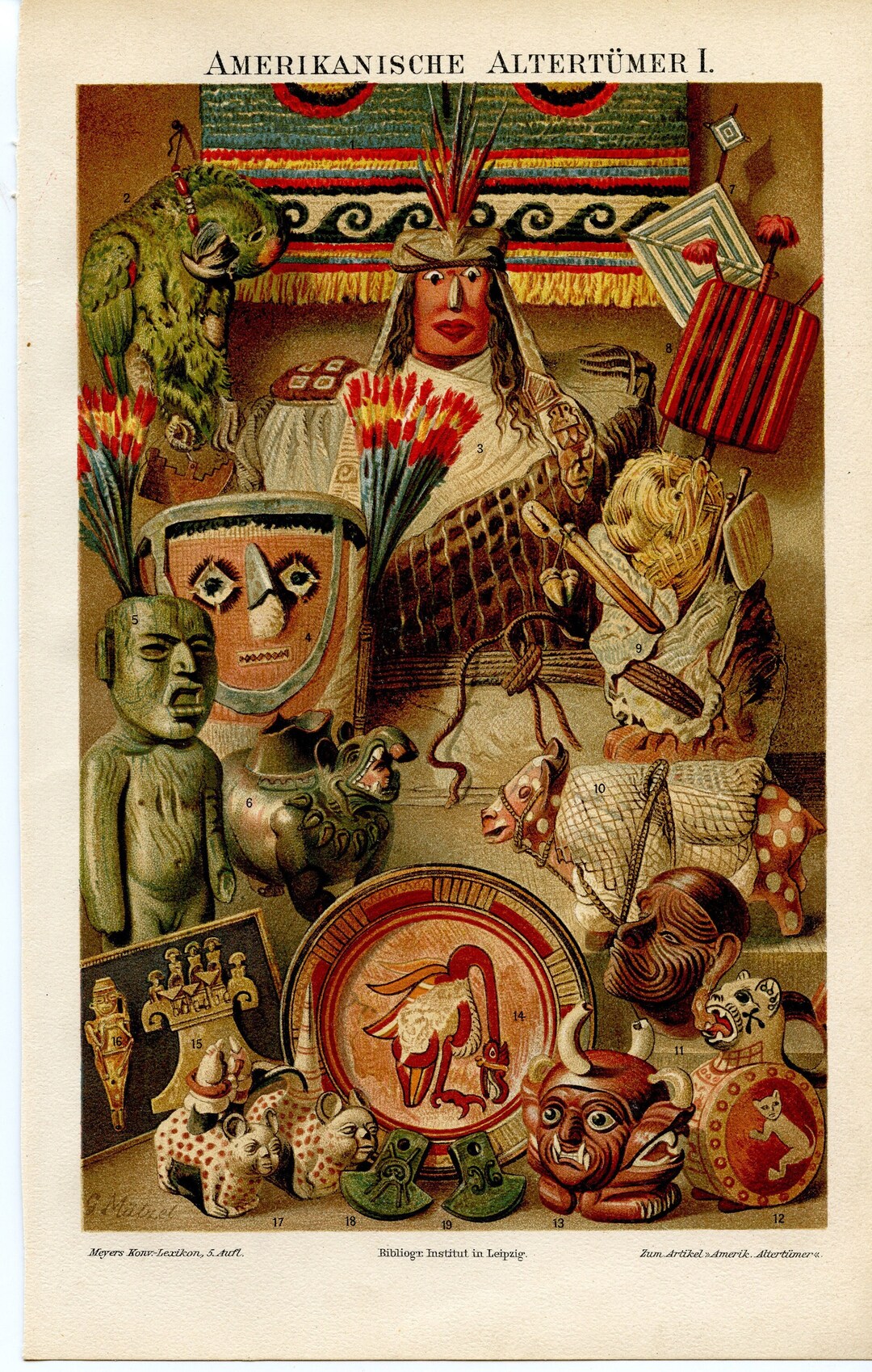 American Culture Objects - Original Color Lithography From Meyers ...