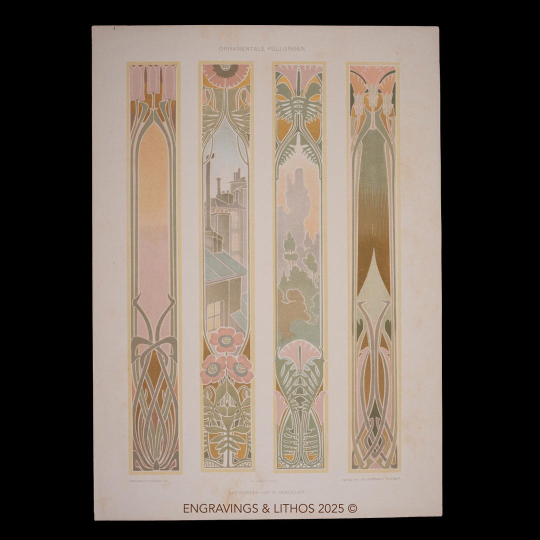 1903 ORNAMENTAL PANELS - Rene Beauclair – Early Art Nouveau Decorative ...