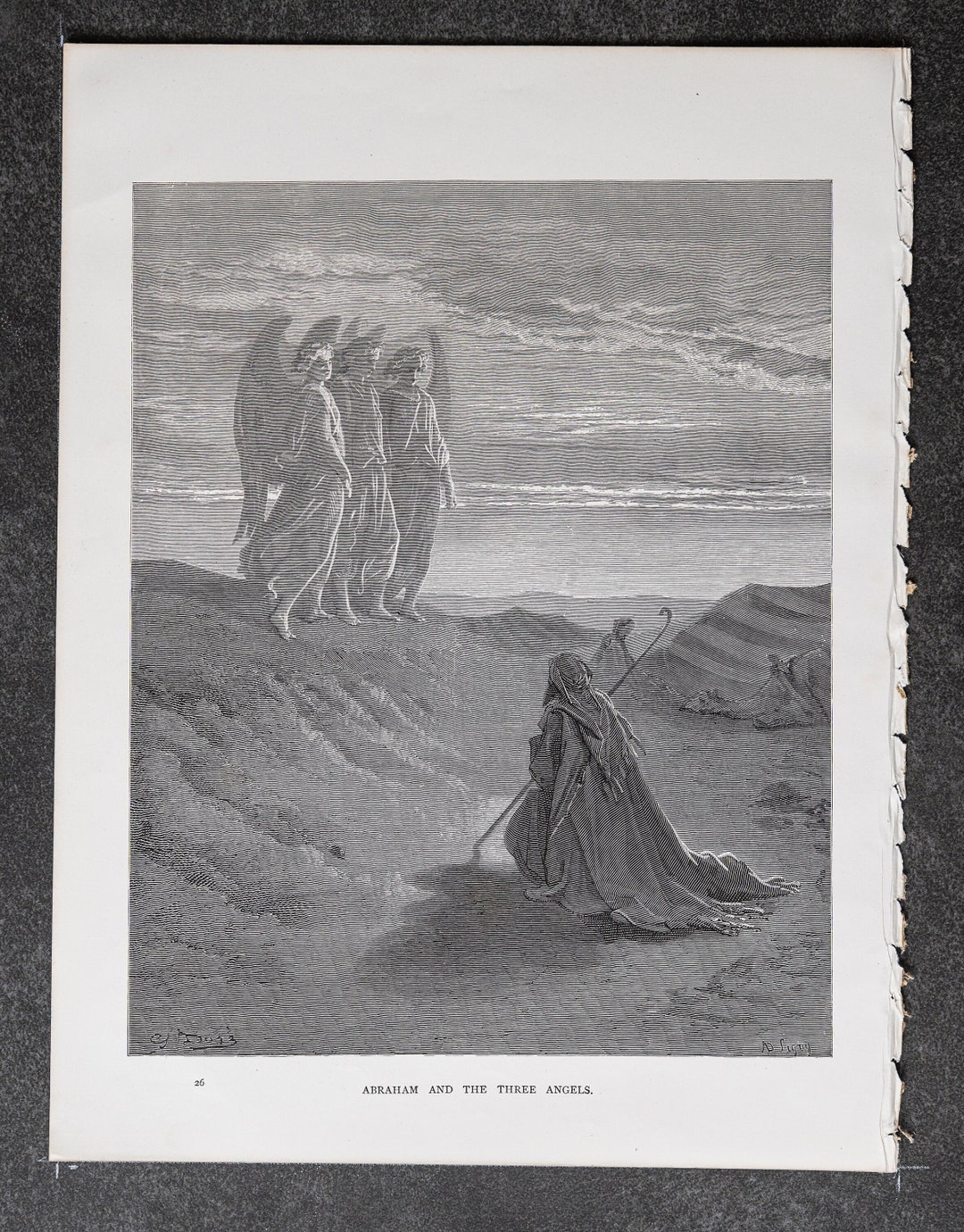 Abraham and the Three Angels - Original Engraving From "the Dore ...