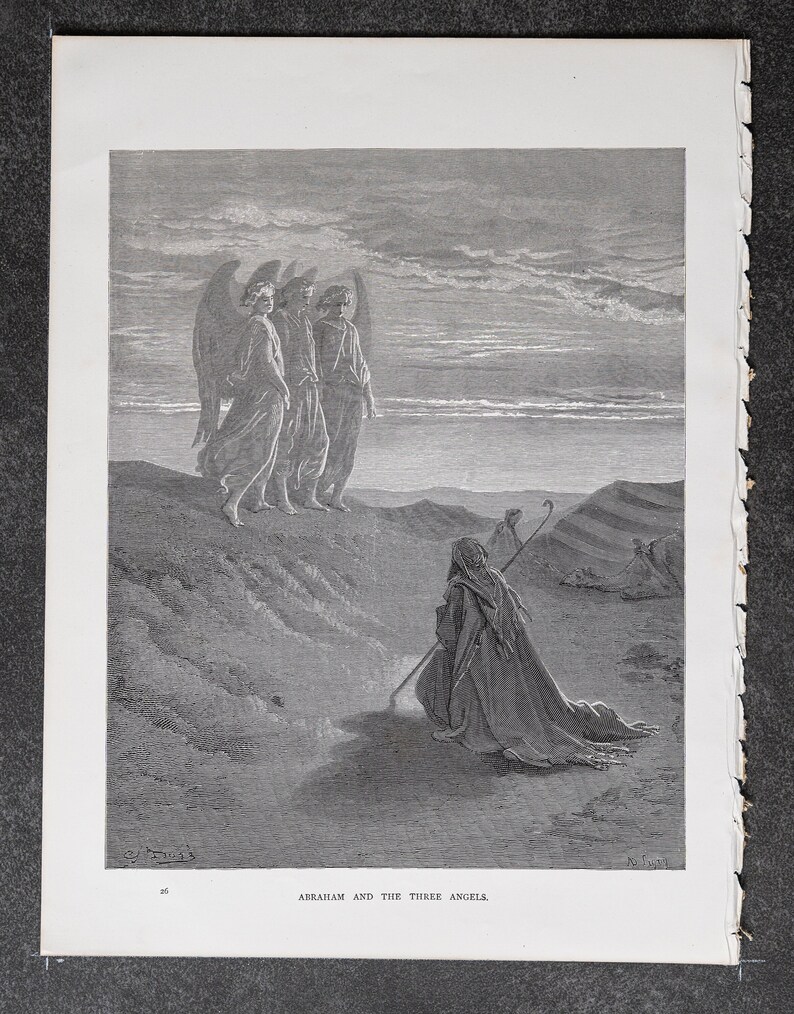 Abraham and the Three Angels Original Engraving From - Etsy