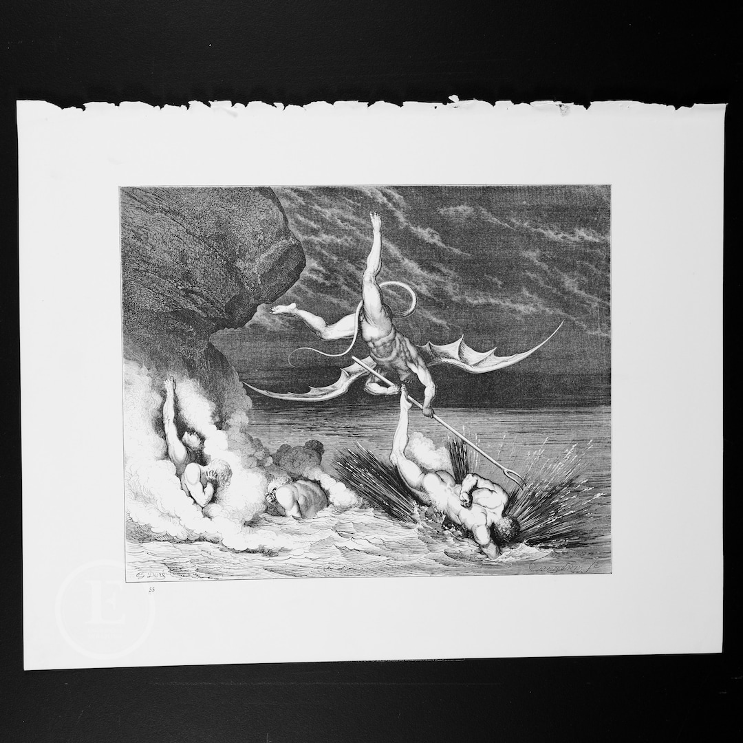 Alichino Attacking Ciampolo - Dante's Inferno Engraving by Doré ...