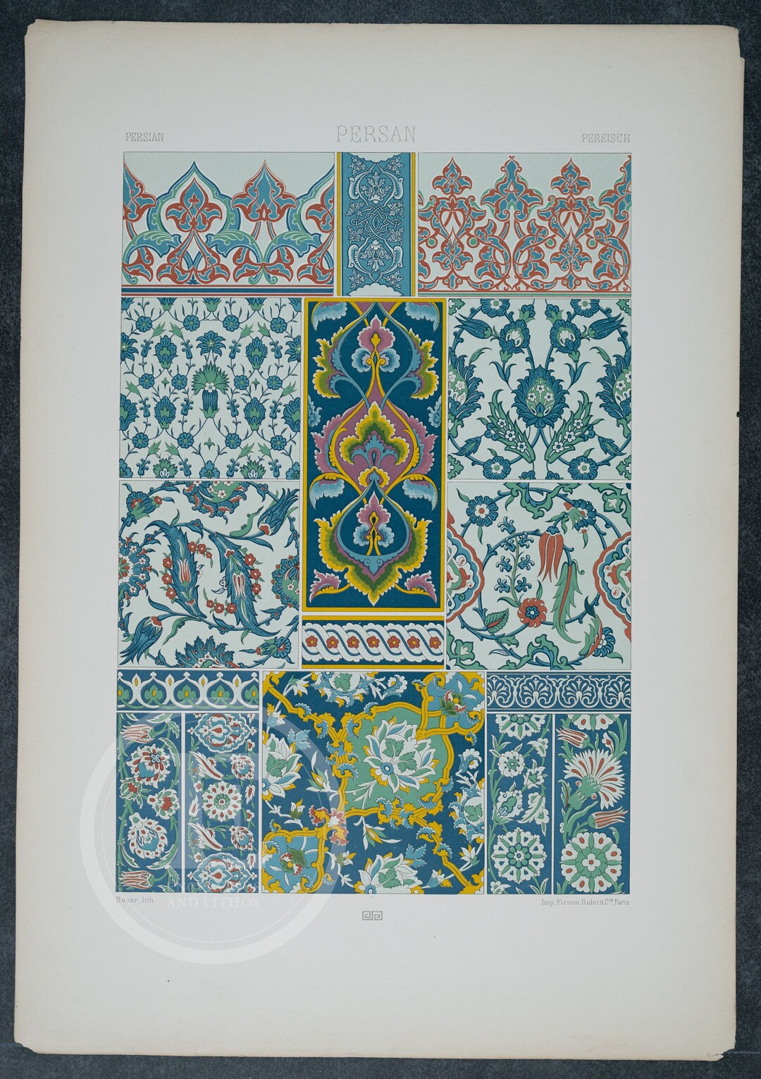 Antique Print Persian Pattern Manuscripts Decoration by Racinet ...