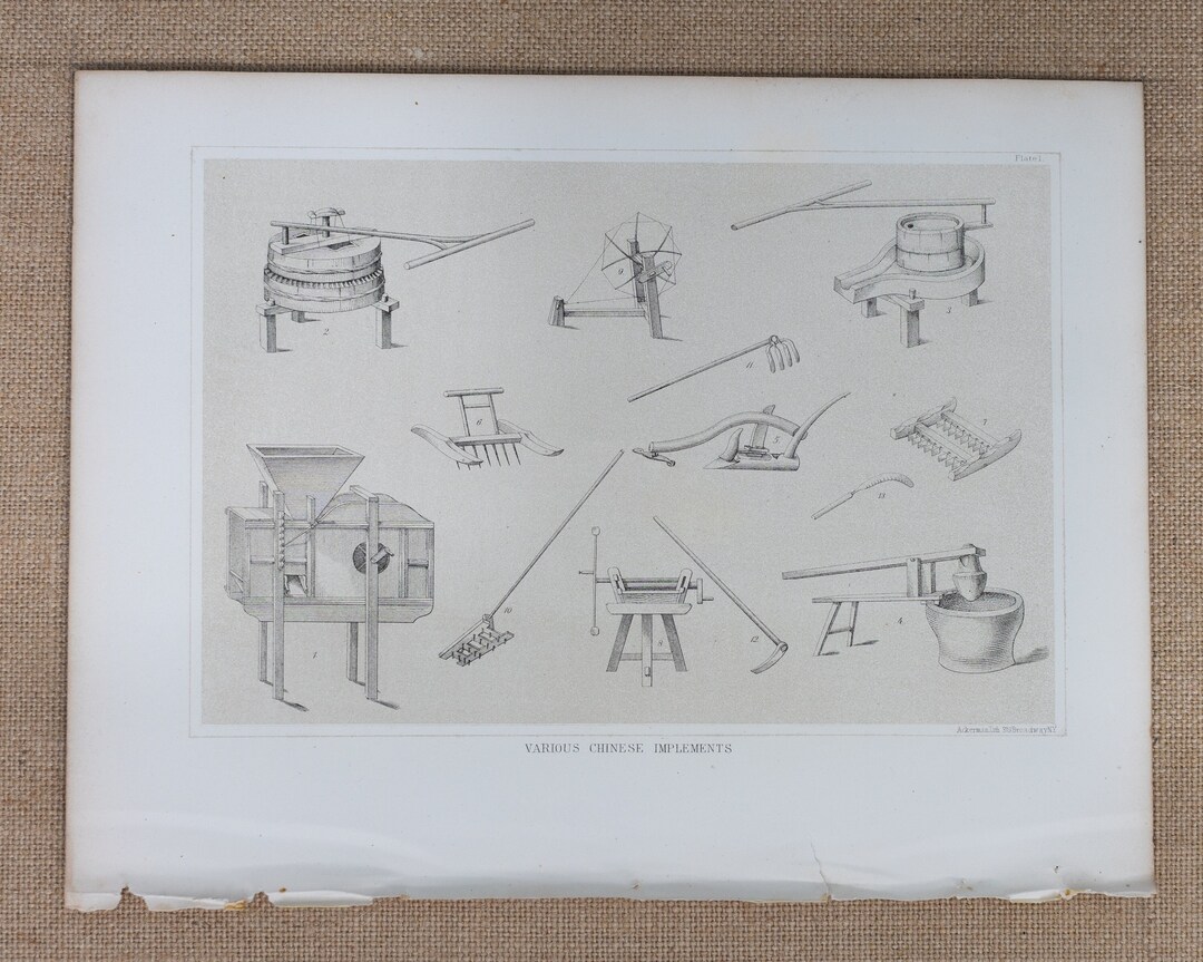 Chinese Implements - Original Lithography Out of "american Squadron to ...