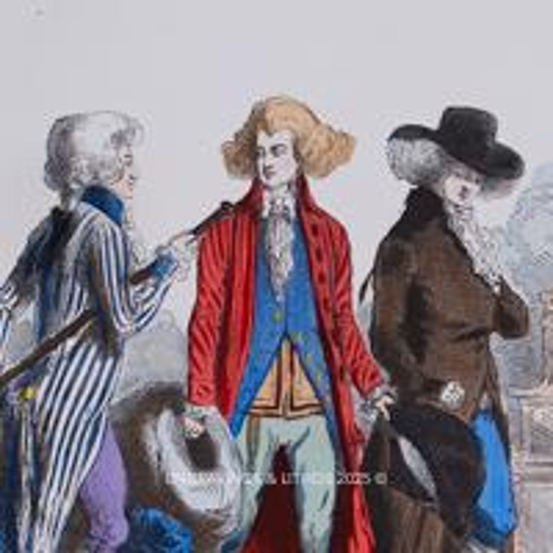 1881 MEN'S COSTUMES in 1787 - Original Lithography Hand-colored ...