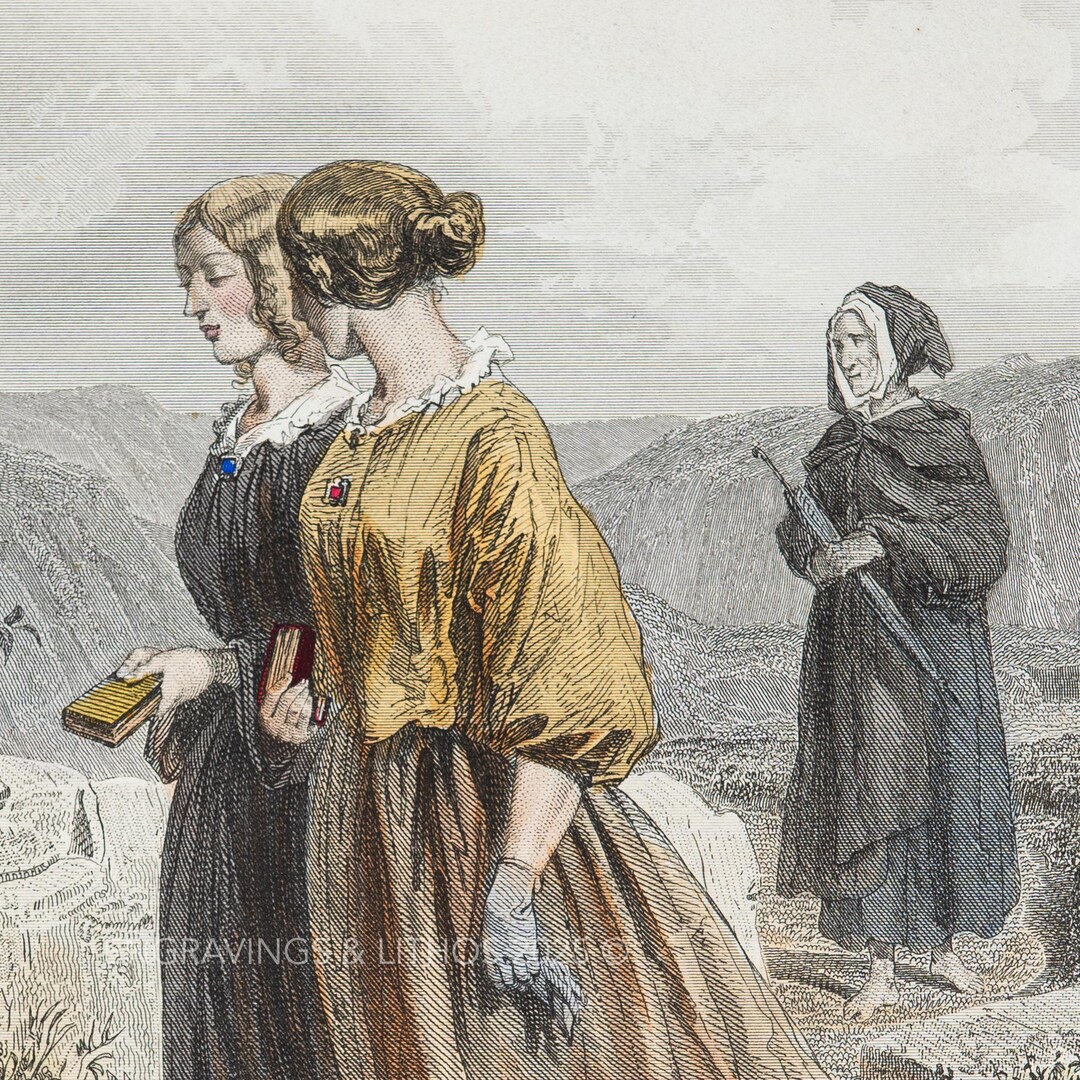 1840s Young Girls Near Glasgow – Original Hand Colored Lithograph ...