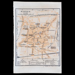 1893 Map of PISTOIA, City in TUSCANY, Central ITALY -authentic ...