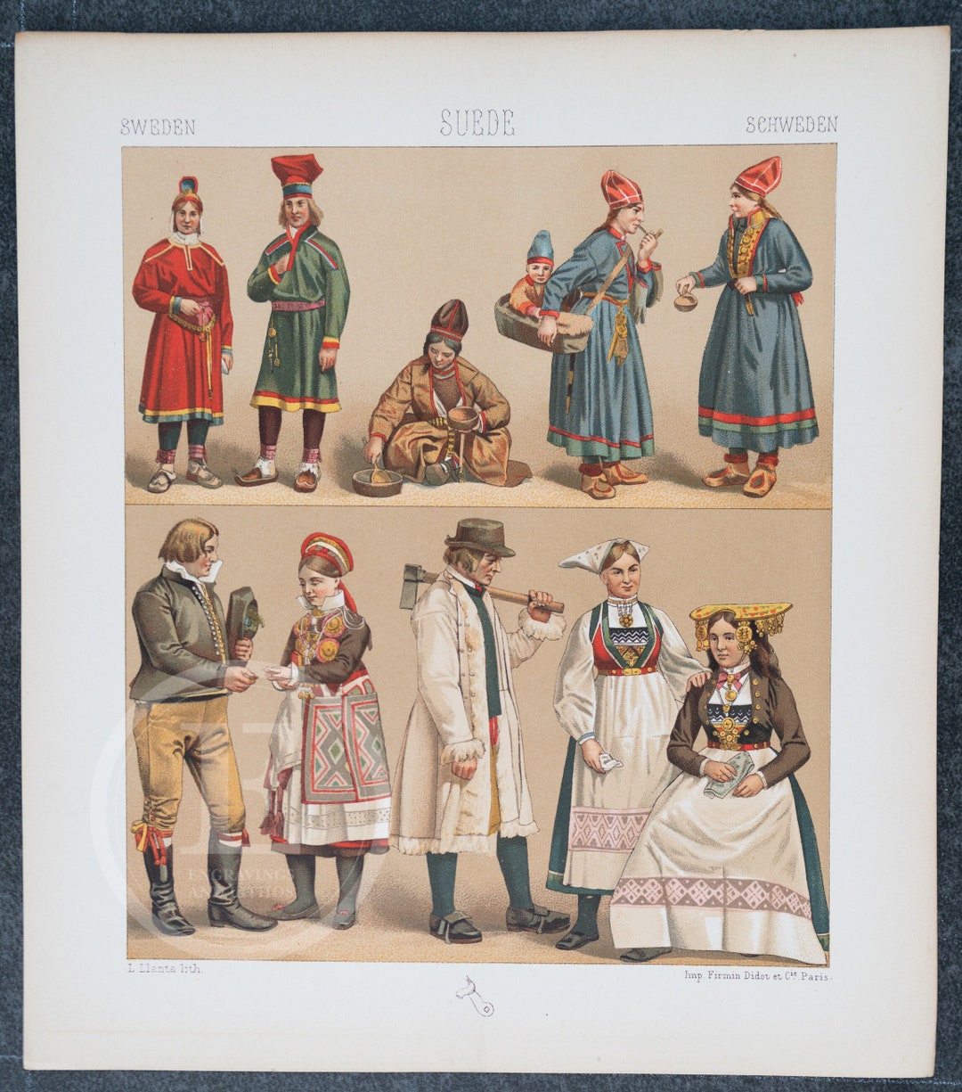 Swedish Traditional Costumes by A.racinet - EXQUISITE PRINT Color ...