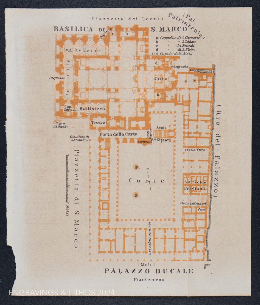 1893 Map of DUCAL PALACE in ITALY - Authentic Lithograph Map, Leipzig ...
