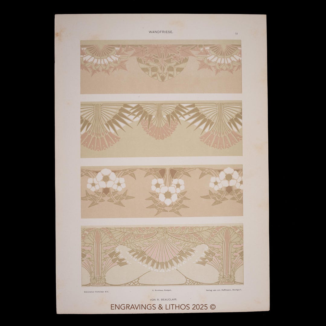 1902 WALL FRIEZES - Rene Beauclair – Early Art Nouveau Decorative ...