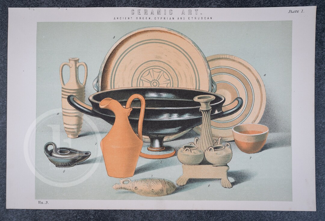 1891 . Ceramic Art: Ancient Greek, Cyprian and Etruscan / Lithograph ...