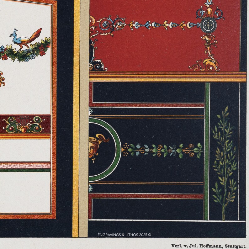 PEINTURES MURALES POMPEIAN – Lithographie ornementale de Dekorative ...
