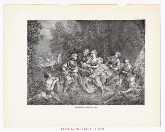 Telemachus and Calypso Engraving Form Character Sketches of - Etsy