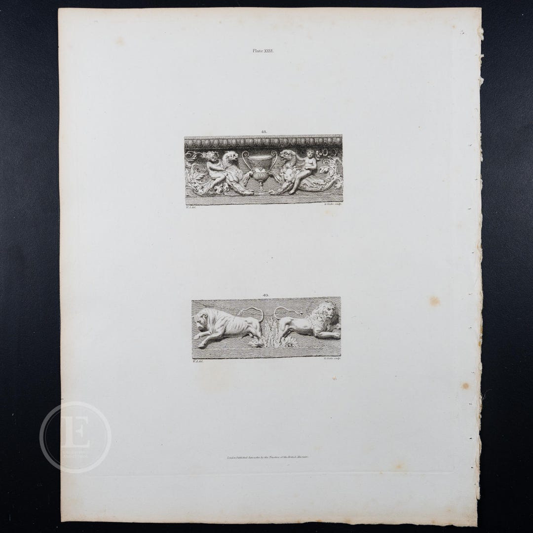 1810 BAS-RELIEFS: Two Fauns on the Backs of Panthers / A Bull and a ...
