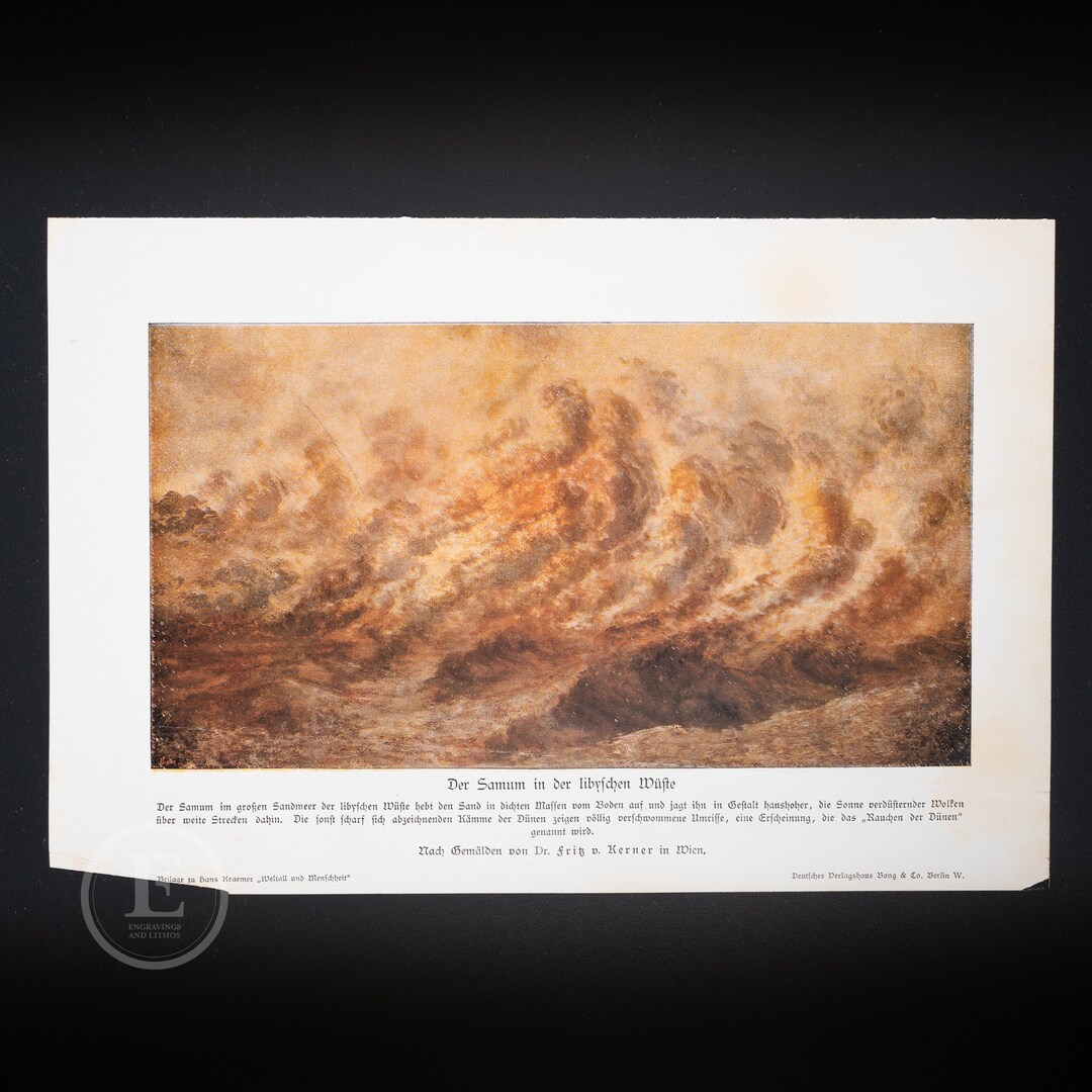 Sand Storm in the Libyan Desert - Weltall Und Menschheit 1904 Original ...