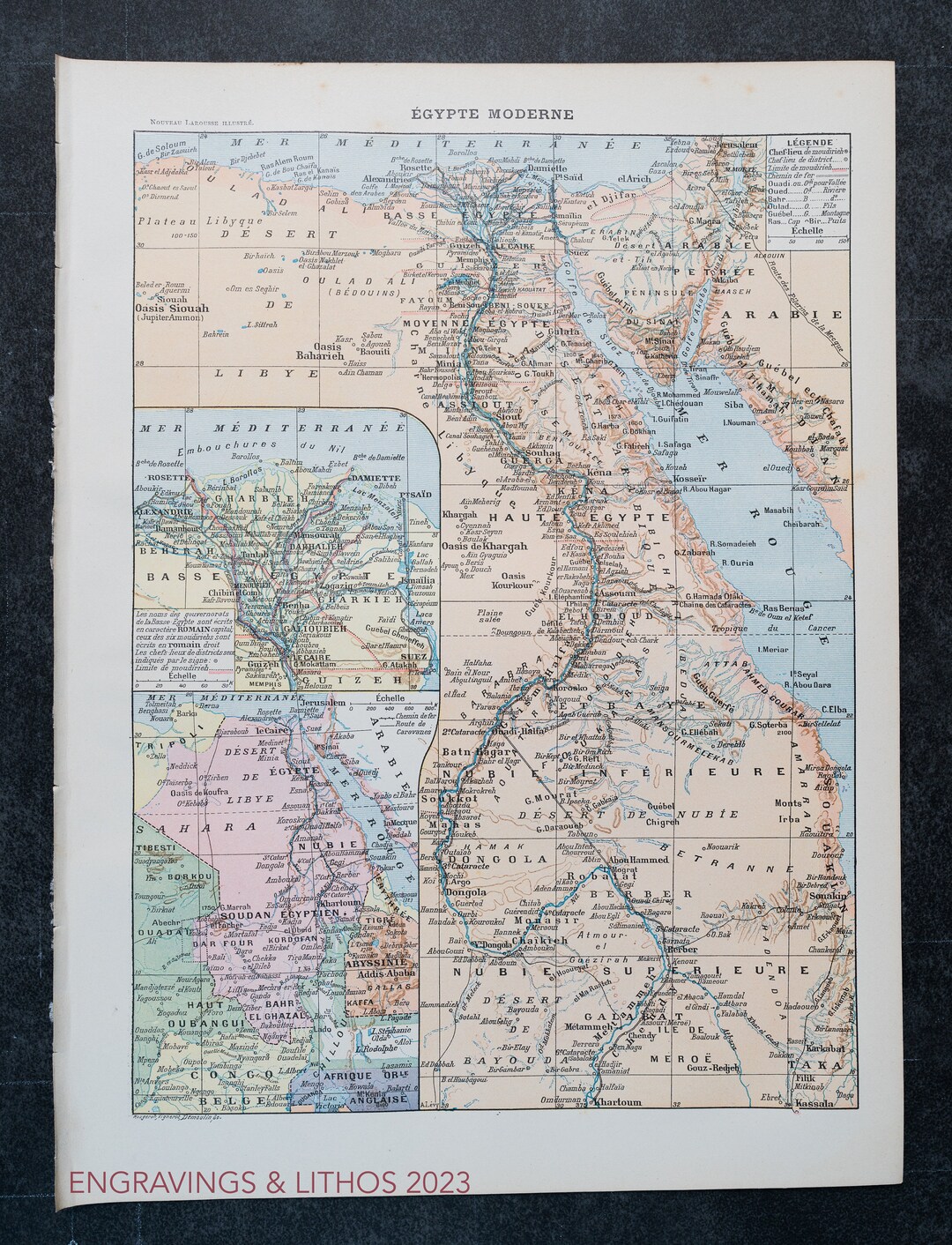 Maps of Modern Egypt and Ancient Egypt From "le Noveau Larousse ...