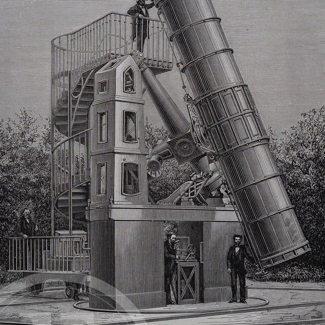 Large Telescope of the Paris Observatory -exquisite Plate - RARE ...