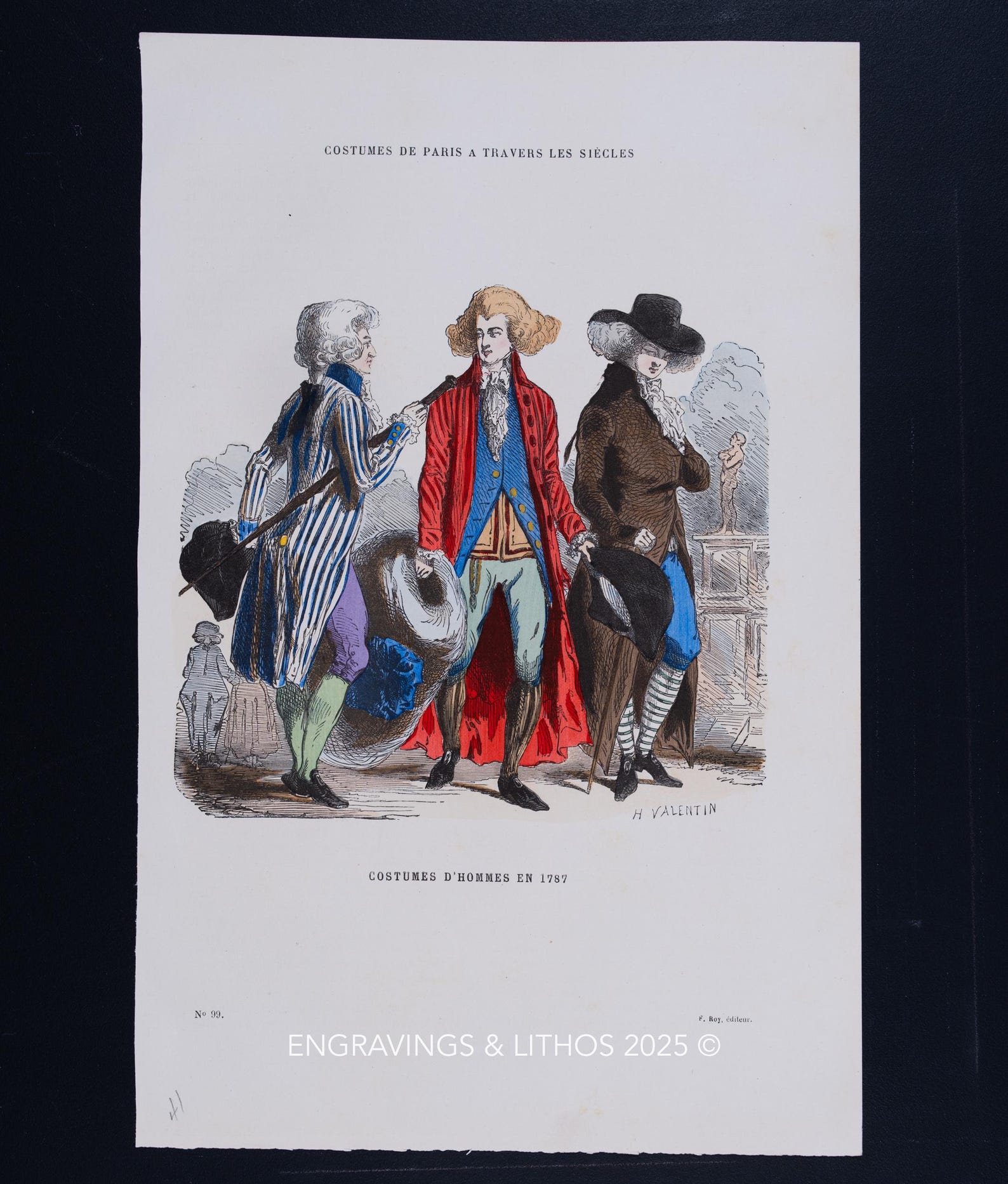 1881 MEN'S COSTUMES in 1787 - Original Lithography Hand-colored ...