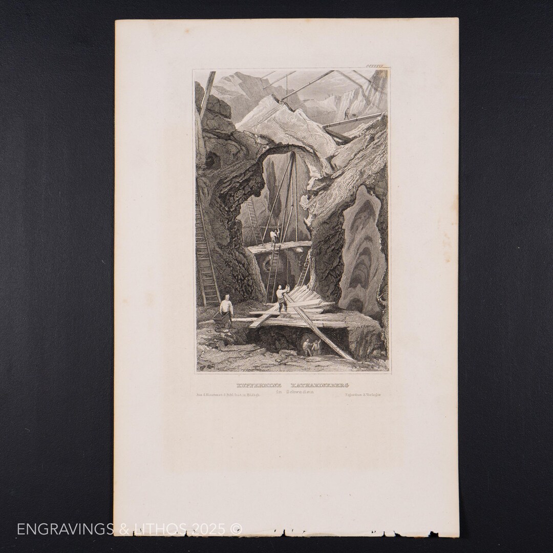 1852 - KATHARINENBERG COPPER MINE, Sweden– Steel Engraving From Meyer’s ...