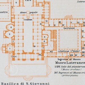 1893 Plan of BASILICA of St. JOHN LATERAN, Rome, Italy authentic ...