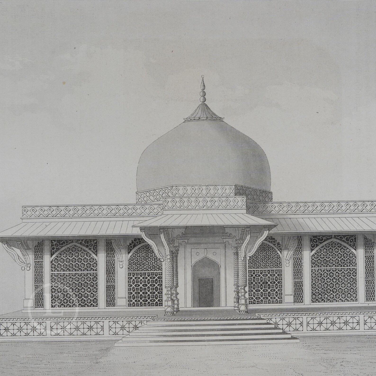 1855 TOMB of SALIM CHISHTI, Mausoleum in India Black and White Steel ...