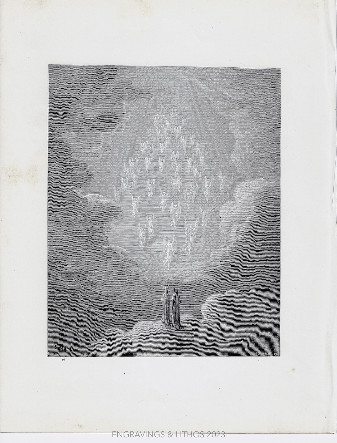Dante Sees the Formation of a Golden Ladder and Souls Descending From ...