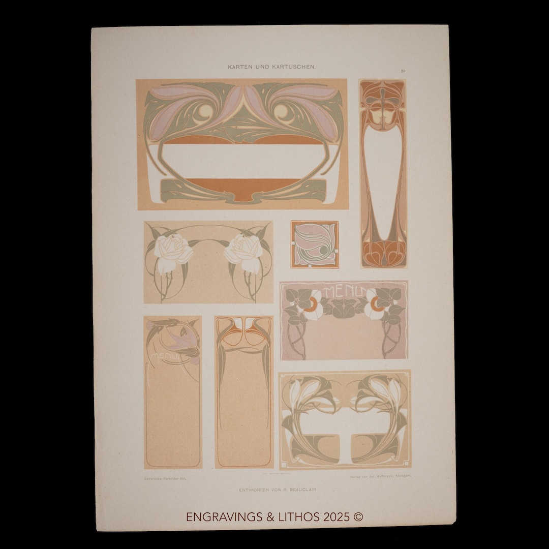 1904 CARD and CARTOUCHE DESIGNS - Rene Beauclair – Early Art Nouveau ...