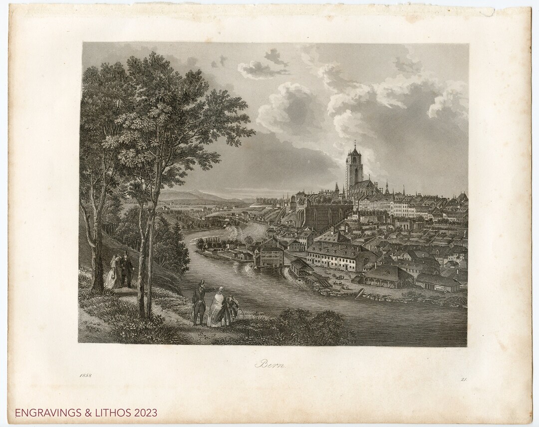 Rare 1852 Bern Engraving - Bernese Oberland - Scarce Plate From "book ...