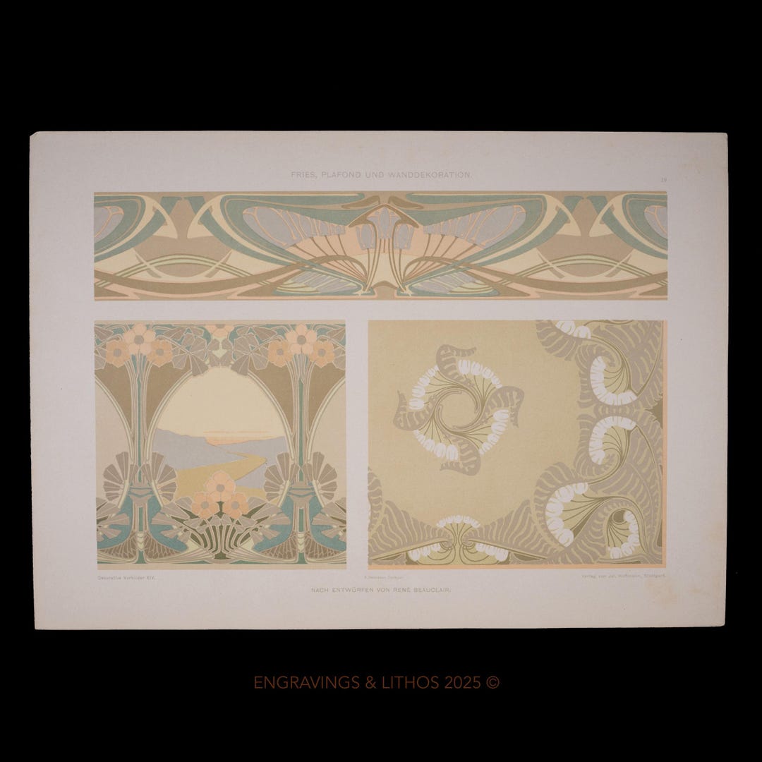 1902 WALL and CEILING DESIGNS - Rene Beauclair - Early Art Nouveau ...