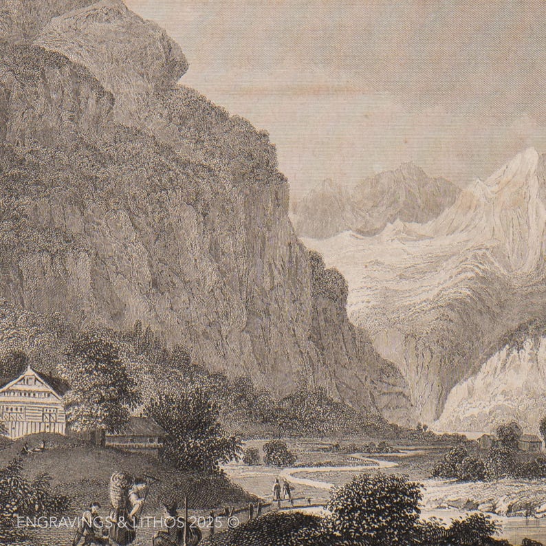 1852 - REUSS VALLEY, URI, Switzerland– Steel Engraving From Meyer’s ...