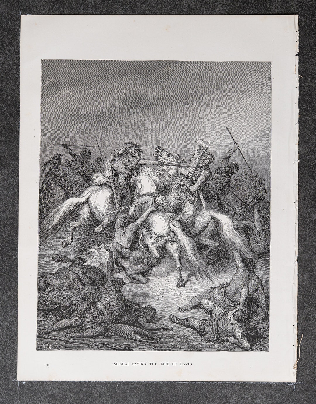 Abishai Saving the Life of David - Original Engraving From "the Dore ...