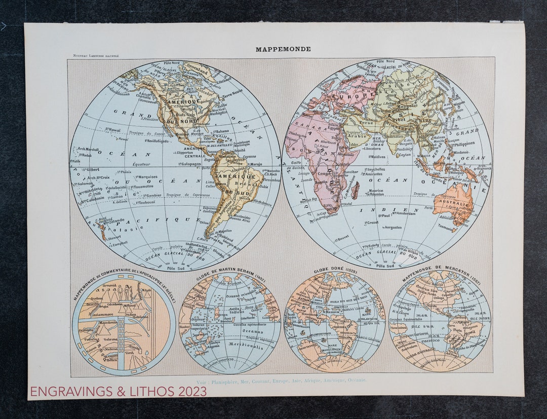 World Maps: Apocalypse, Martin Behaim, Dore, Mercator From "le Noveau ...