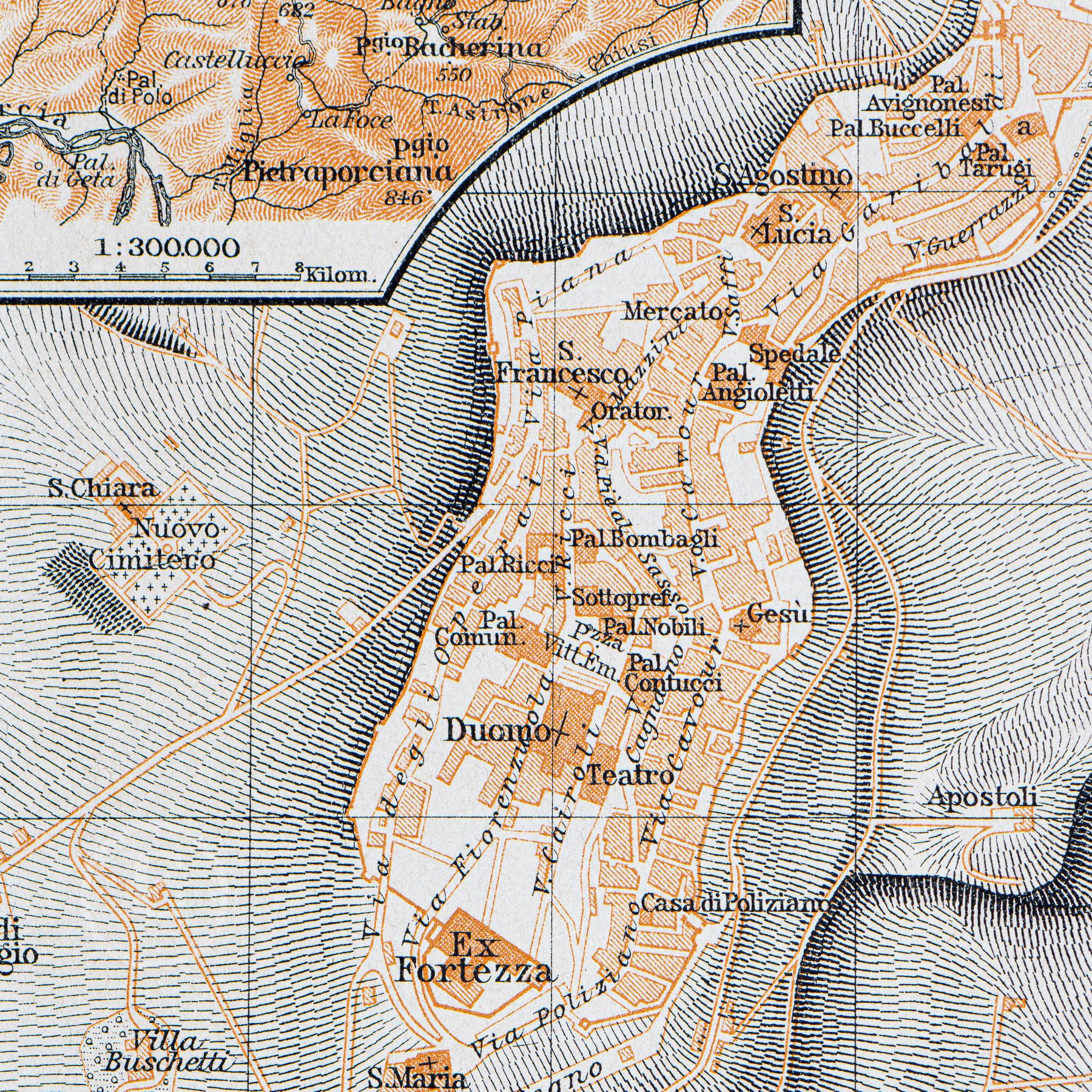 1893 Montepulciano Map, Tuscany Italy (original Antique Lithograph) - Etsy