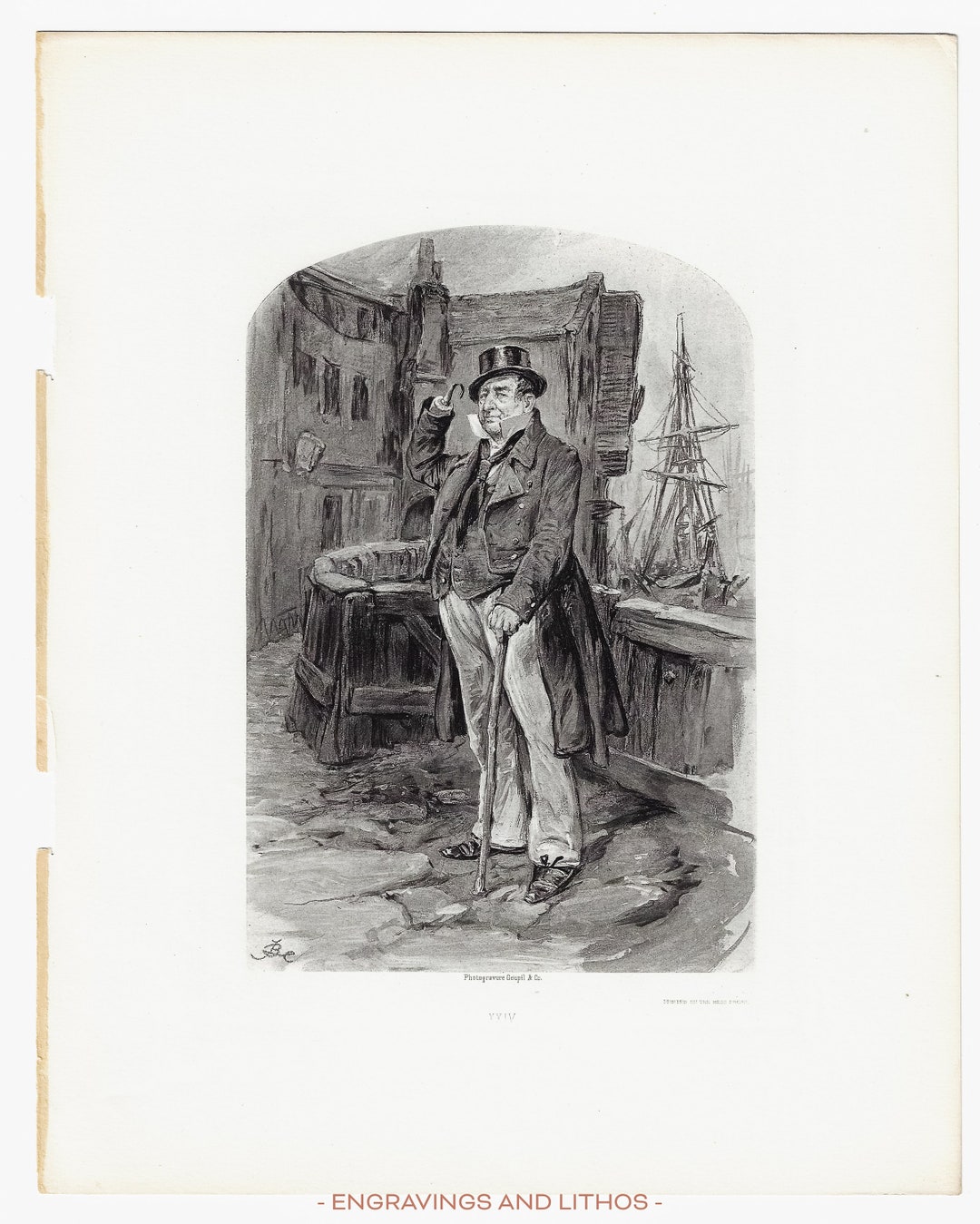 Captain Cuttle - Engraving Form Character Sketches of Romance, Fiction ...