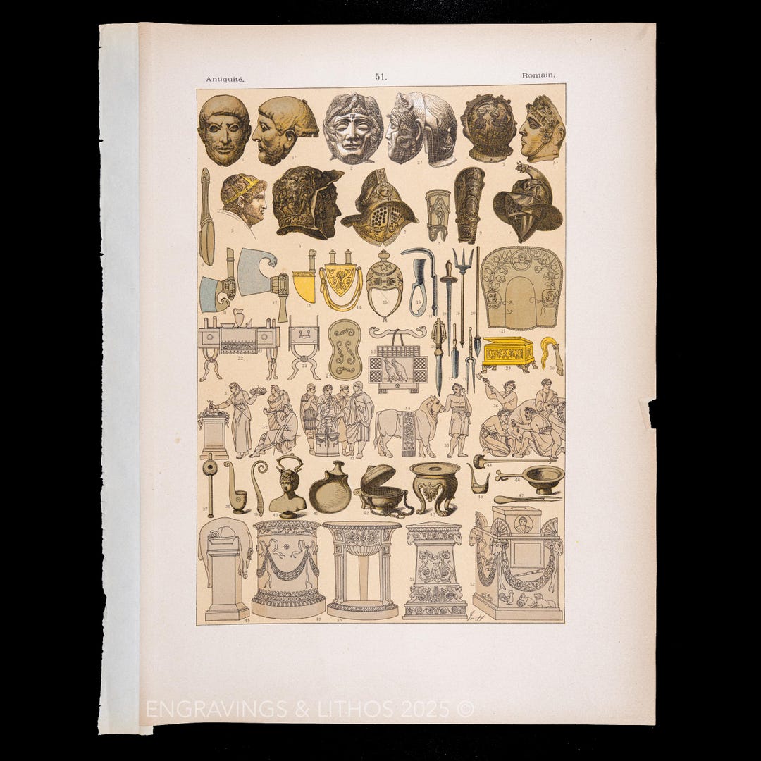 1890 ANCIENT ROMAN TRADITIONS – "costume, Weapons, Utensils, and ...