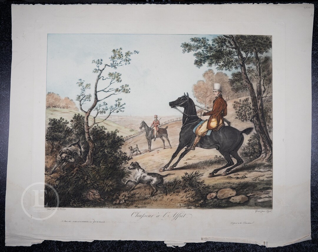 ORIGINAL ETCHING - Hunter in Wait / Etching in Color on Paper, by Jean ...