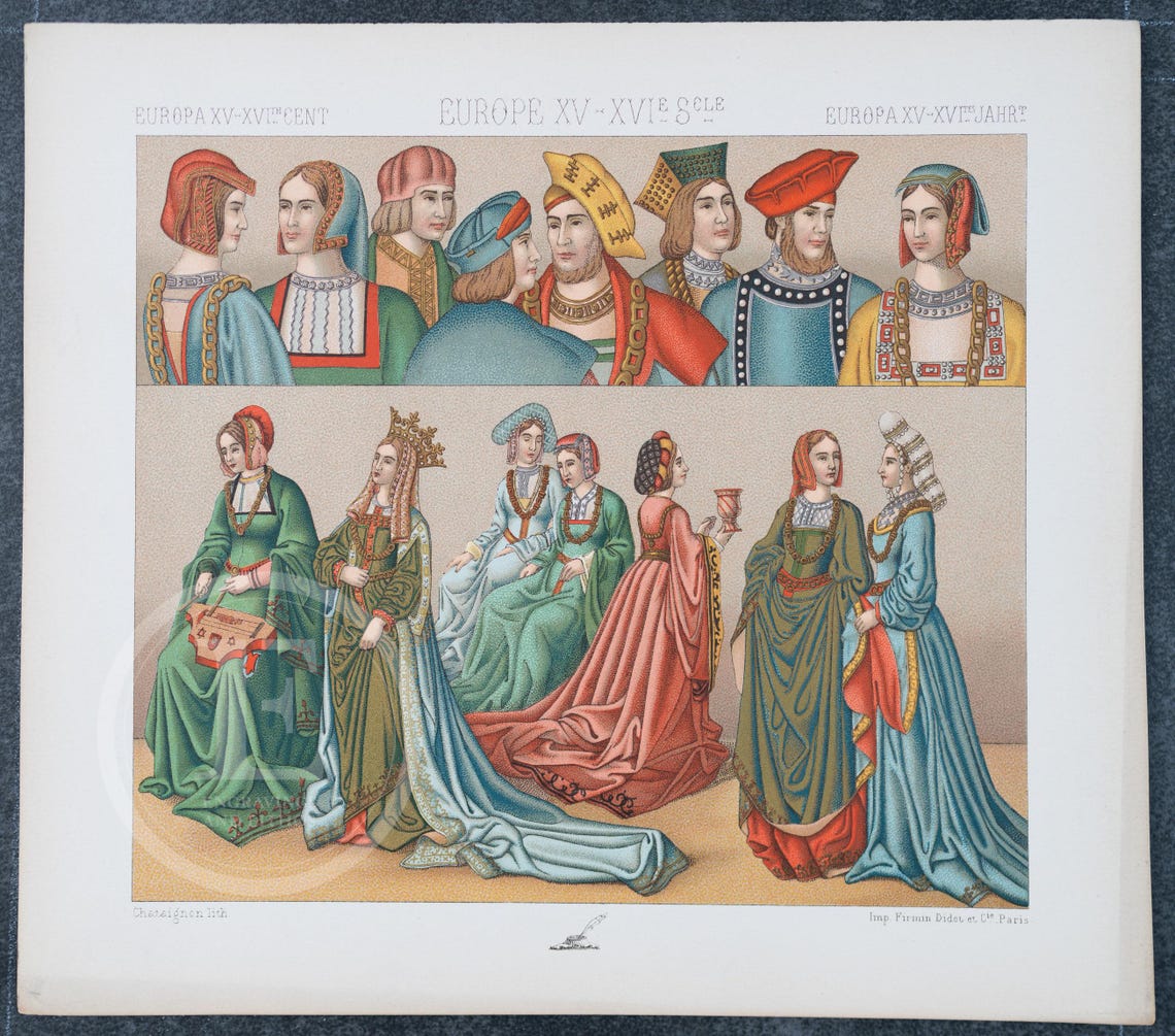1888 European Nobility Costumes From 15th and 16th Century by A.racinet ...