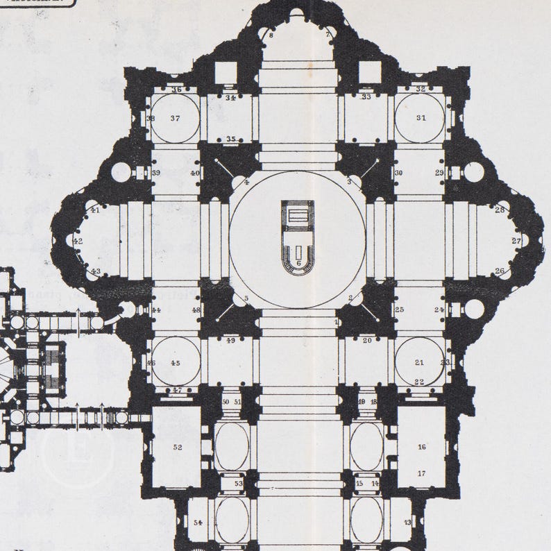 1893 Basilica Map: St. Peter's Plan - Antique Vatican Print - Etsy